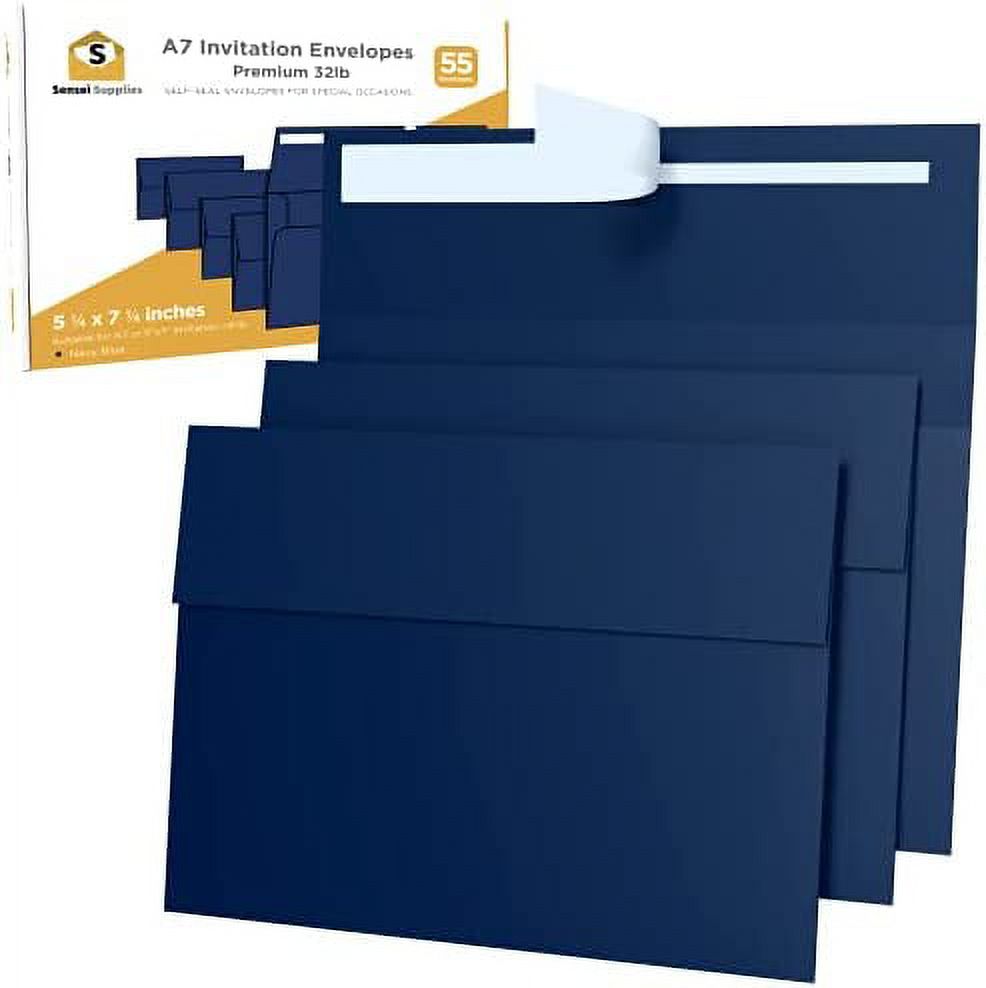 55 5x7 Navy Blue Invitation Envelopes - For 5x7 Cards - A7 - (5 ¼ x 7 ¼ ...