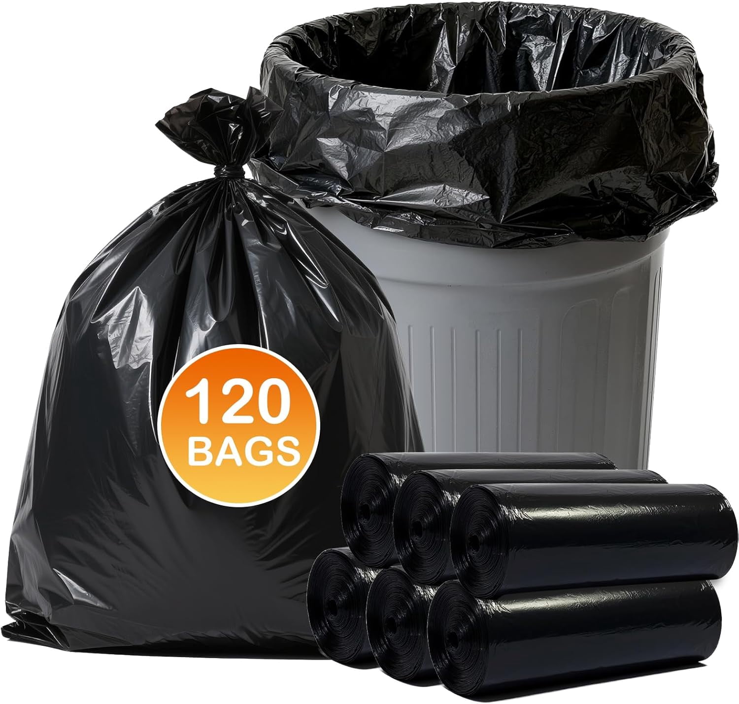 55-60 Gallon Trash Bags 120 Count, 21 Micron HDPE, Durable & Tear ...