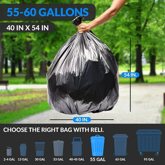 55-60 Gallon Trash Bags Heavy Duty | 150 Count | 50-60 Gallon | Large ...