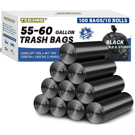 55-60 Gallon Trash Bags Heavy Duty 2.1 Mil - 39''x55'' 100 Count Extra ...