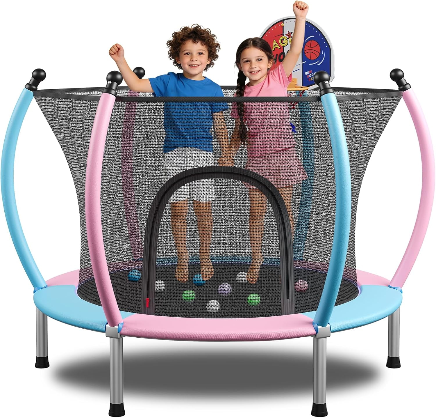 55/60" Trampoline for , 4.5/5 FT Trampoline with Enclosur Net ...