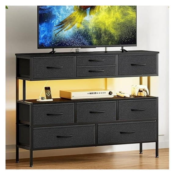 55/65 Inch TV Stand Entertainment Center with Charging Station & LED ...