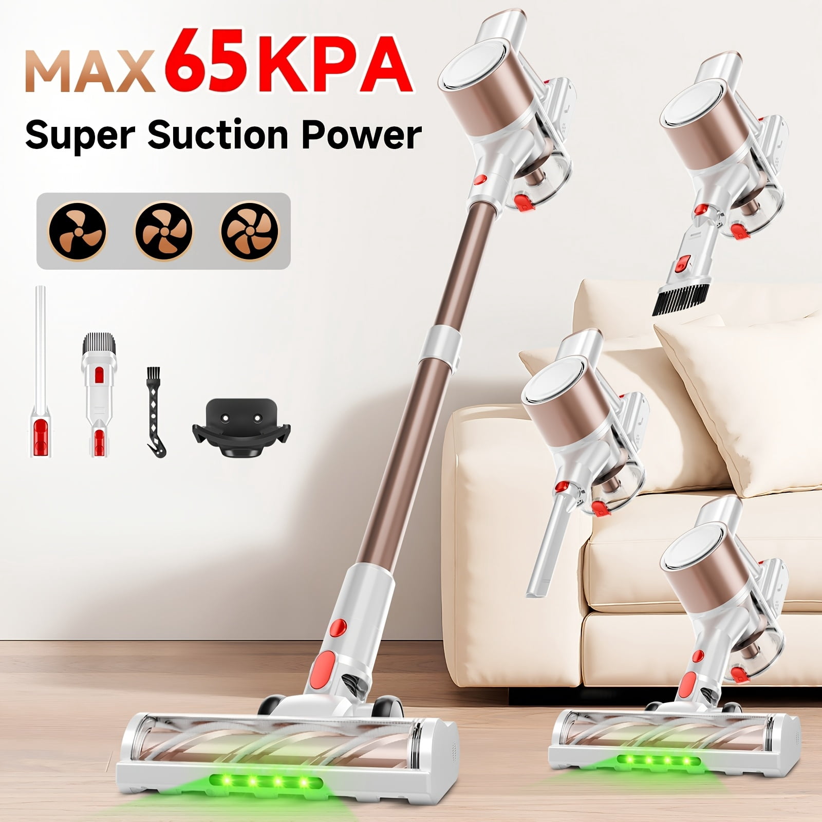 55-65KPa Corded & Cordless Stick Vacuum Cleaner, 6-in-1 Self-Standing ...