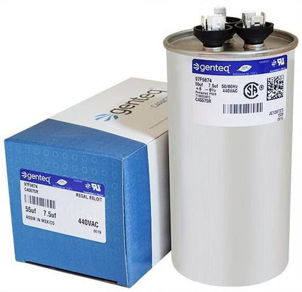 55/7.5 uF MFD x 440 VAC Dual Round Genteq / GE Industrial Replacement ...