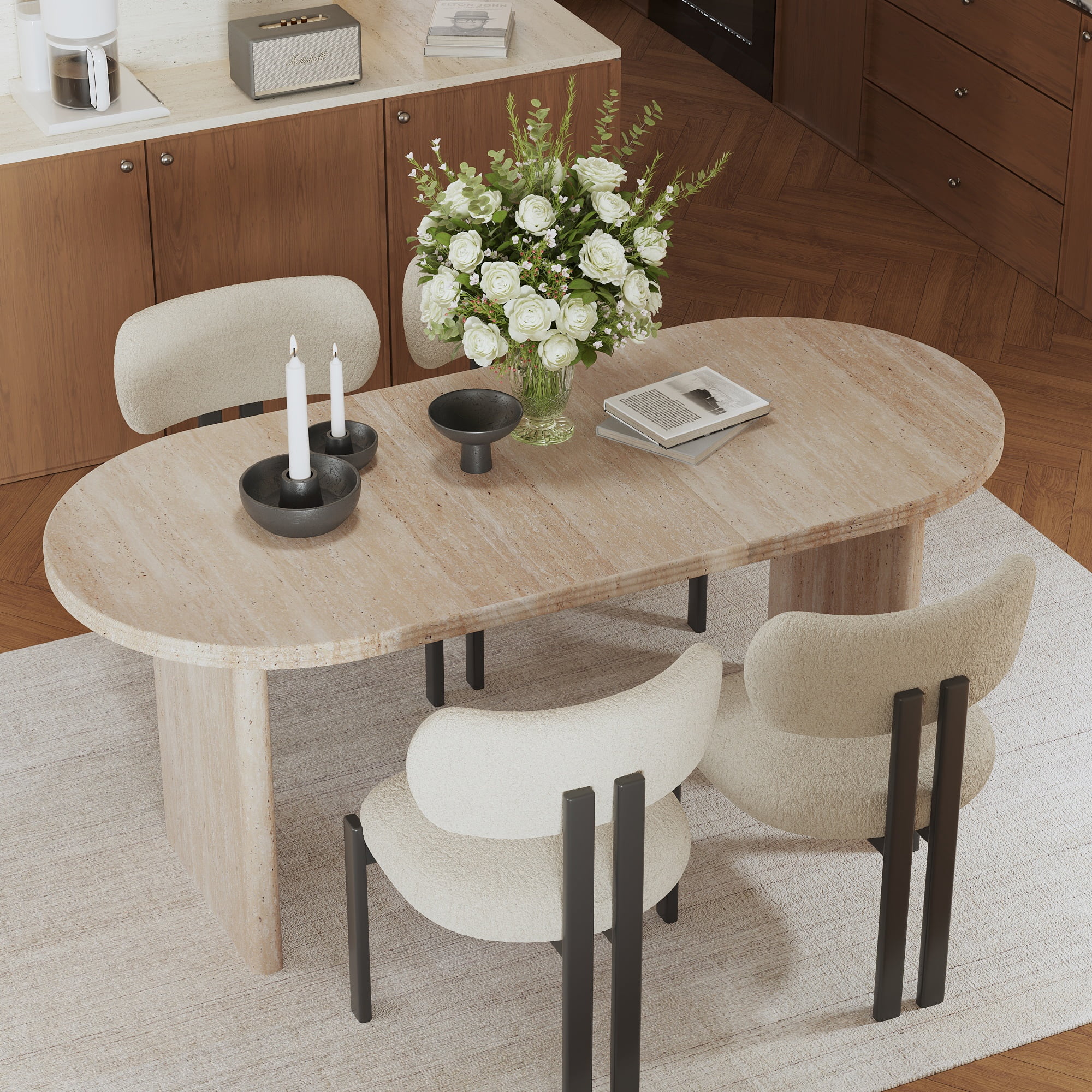 55"-70" Extendable Dining Table with Removable Leaves, Mid-Century ...