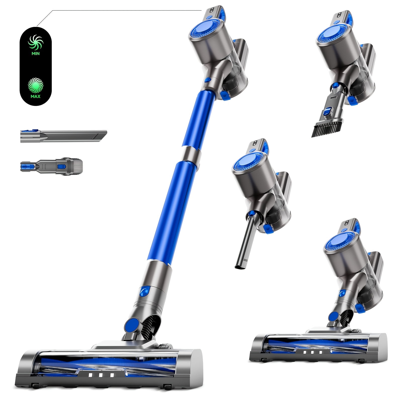 55-70Kpa Upright & Handheld Vacuum, 3 Suction Modes, Detachable Battery ...
