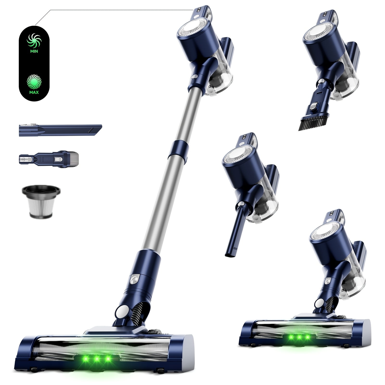 55-70KPa 3-Speed Vertical Vacuum Cleaner, 45Min Runtime Detachable ...