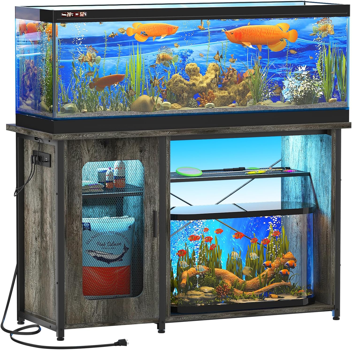 55-75 Gallon Fish Tank Stand, Reversible Heavy Duty Metal Aquarium ...
