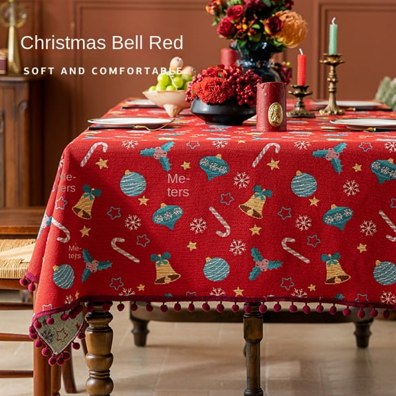 55×87in Christmas Tablecloth - American Retro Rectangle Cover for ...