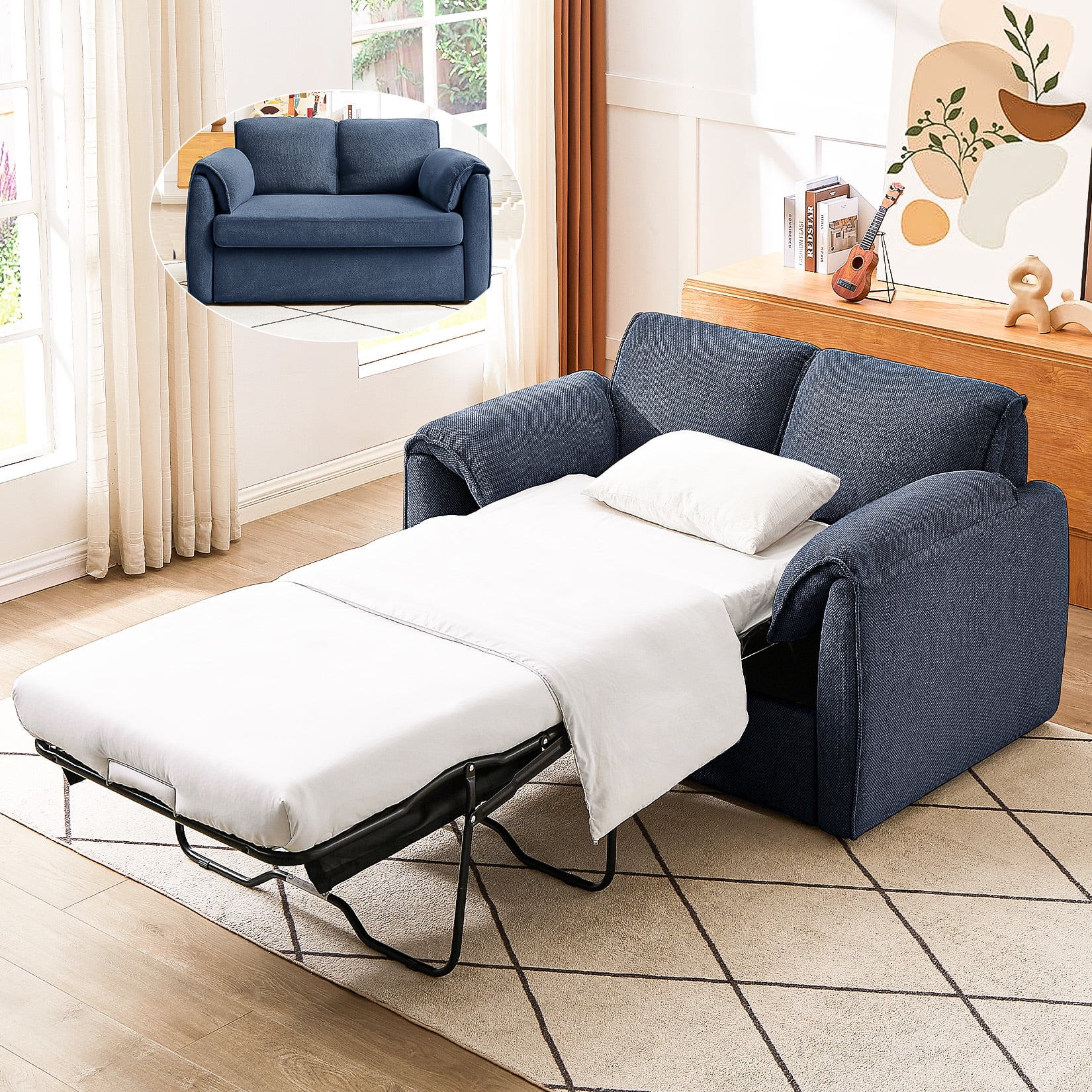 55.9'' Pull Out Sofa Bed, Full Size Sleeper Sofa, 2-in-1 Sleeper Sofa ...