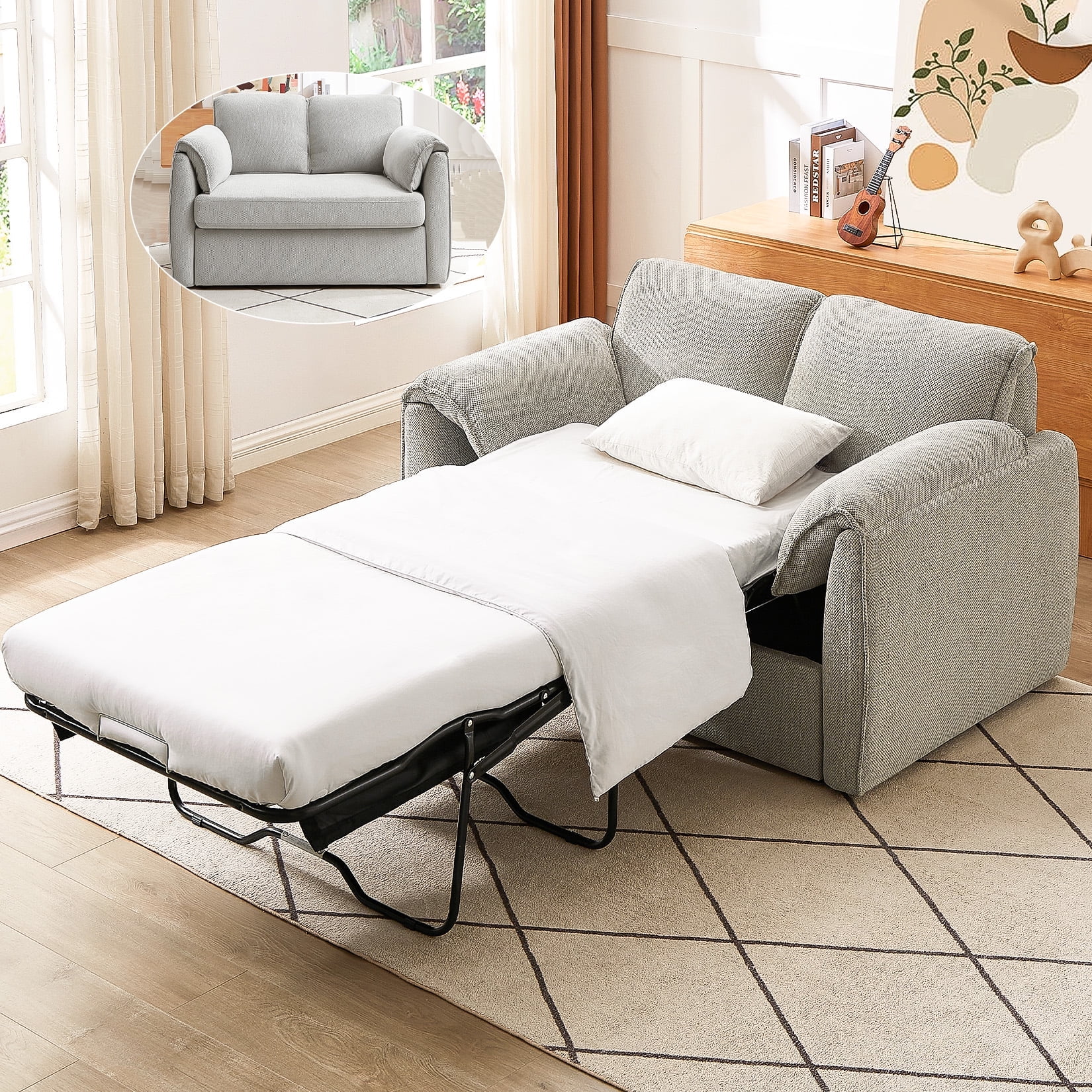 55.9'' Pull Out Sofa Bed, Full Size Sleeper Sofa, 2-in-1 Sleeper Sofa ...