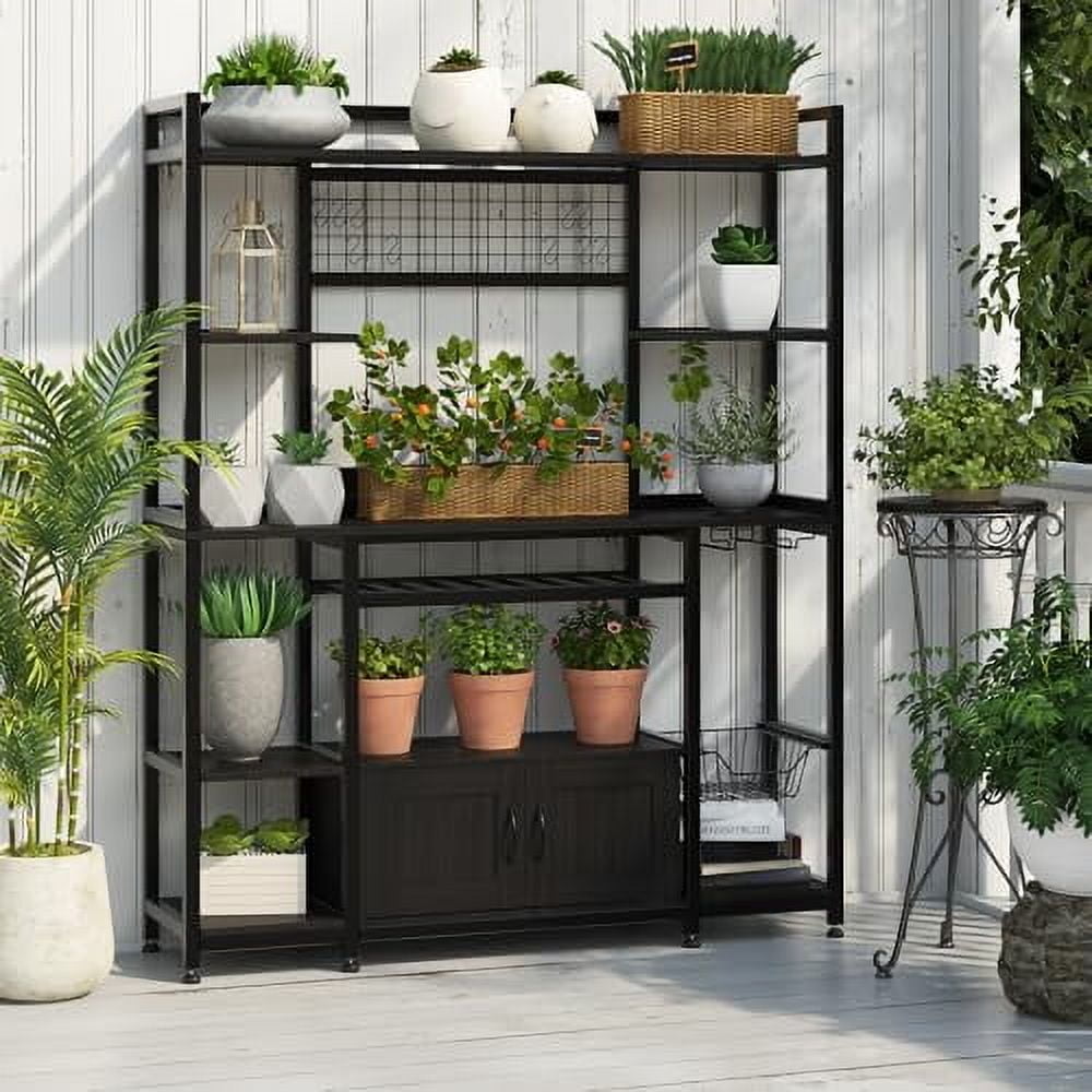 55" Bakers Rack with Power Outlet and LED Light, 5-Tier Kitchen ...