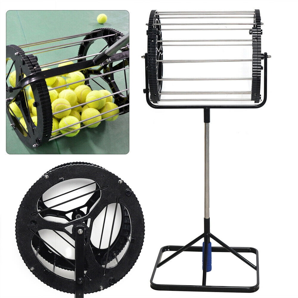 55 Balls Tennis Ball Retriever Basket Roller Hopper Tennis Ball ...