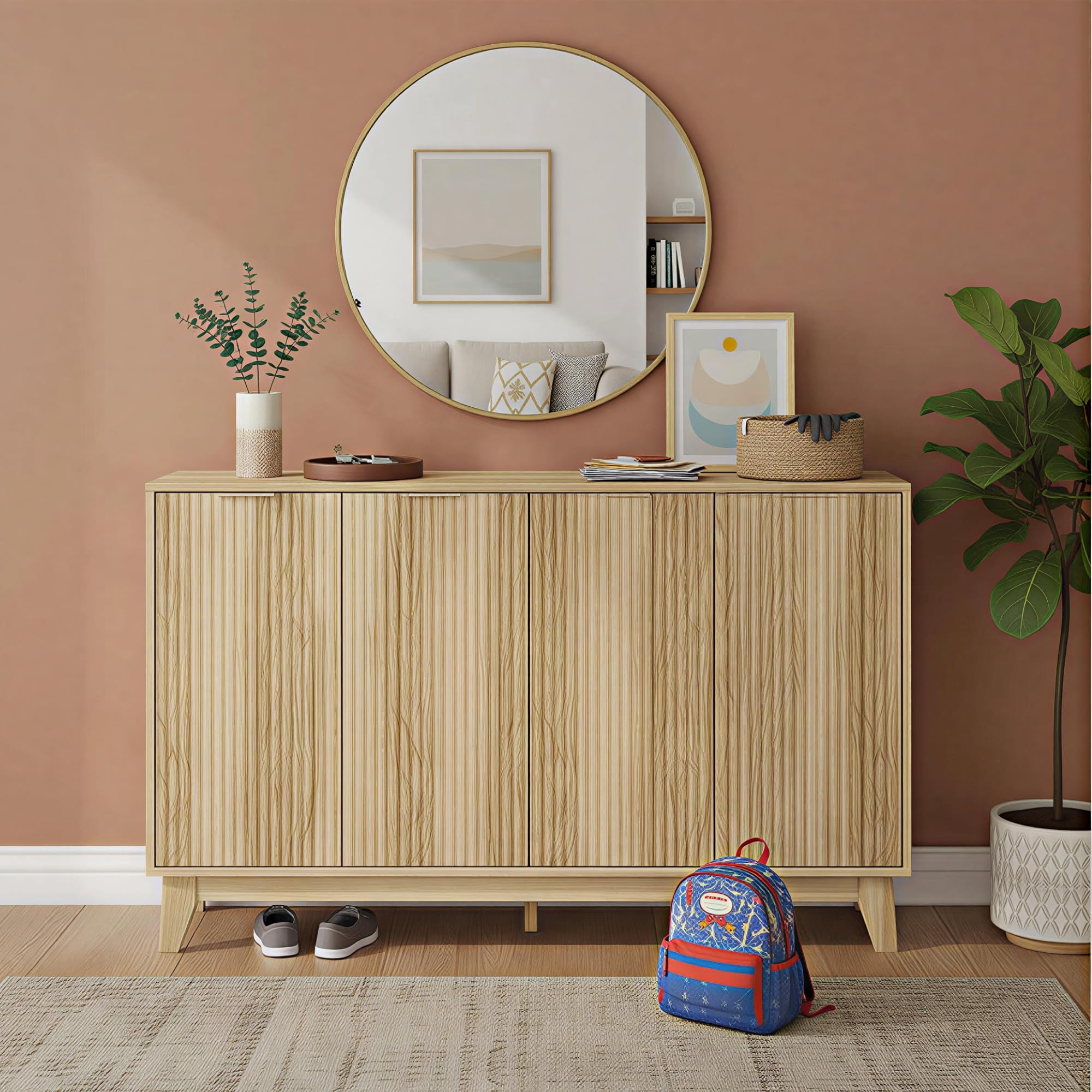 55'' Buffet Cabinet, Sideboard Cabinet with with Adjustable Shelf and 4 ...