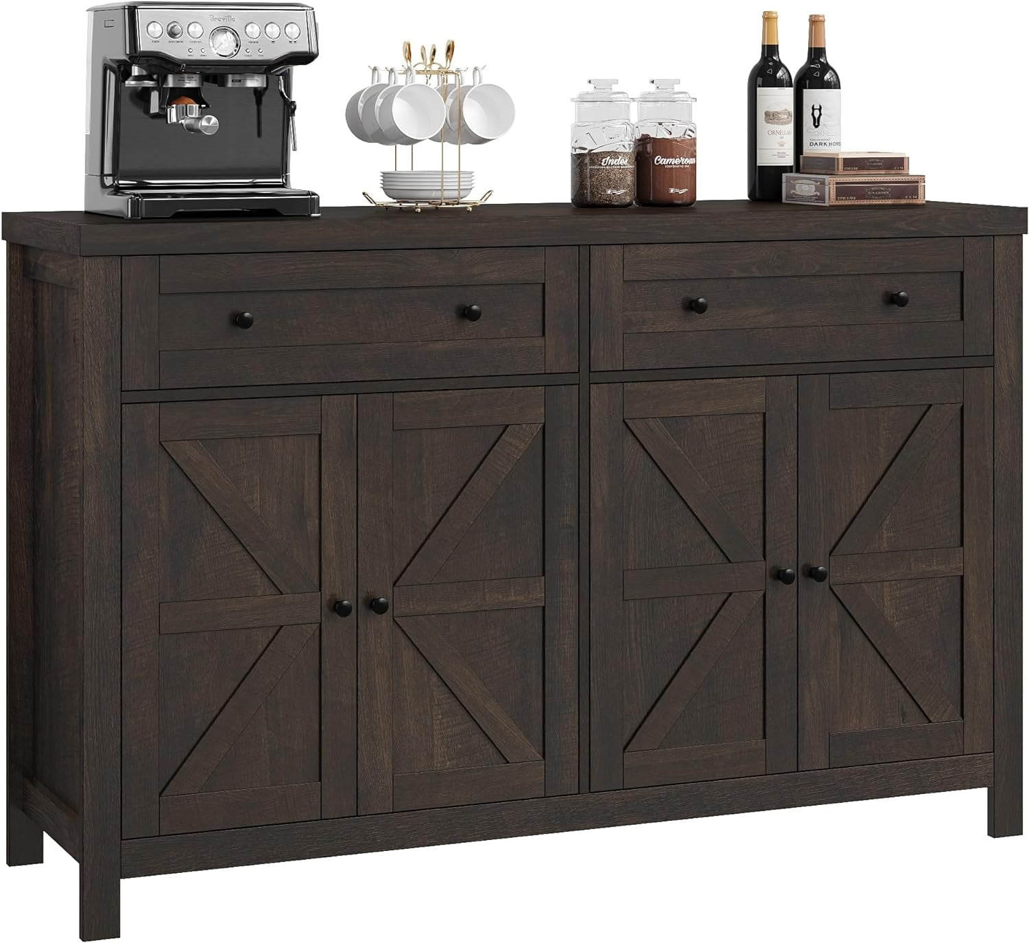 55" Buffet Sideboard Cabinet with Storage, Modern Farmhouse Coffee Bar ...
