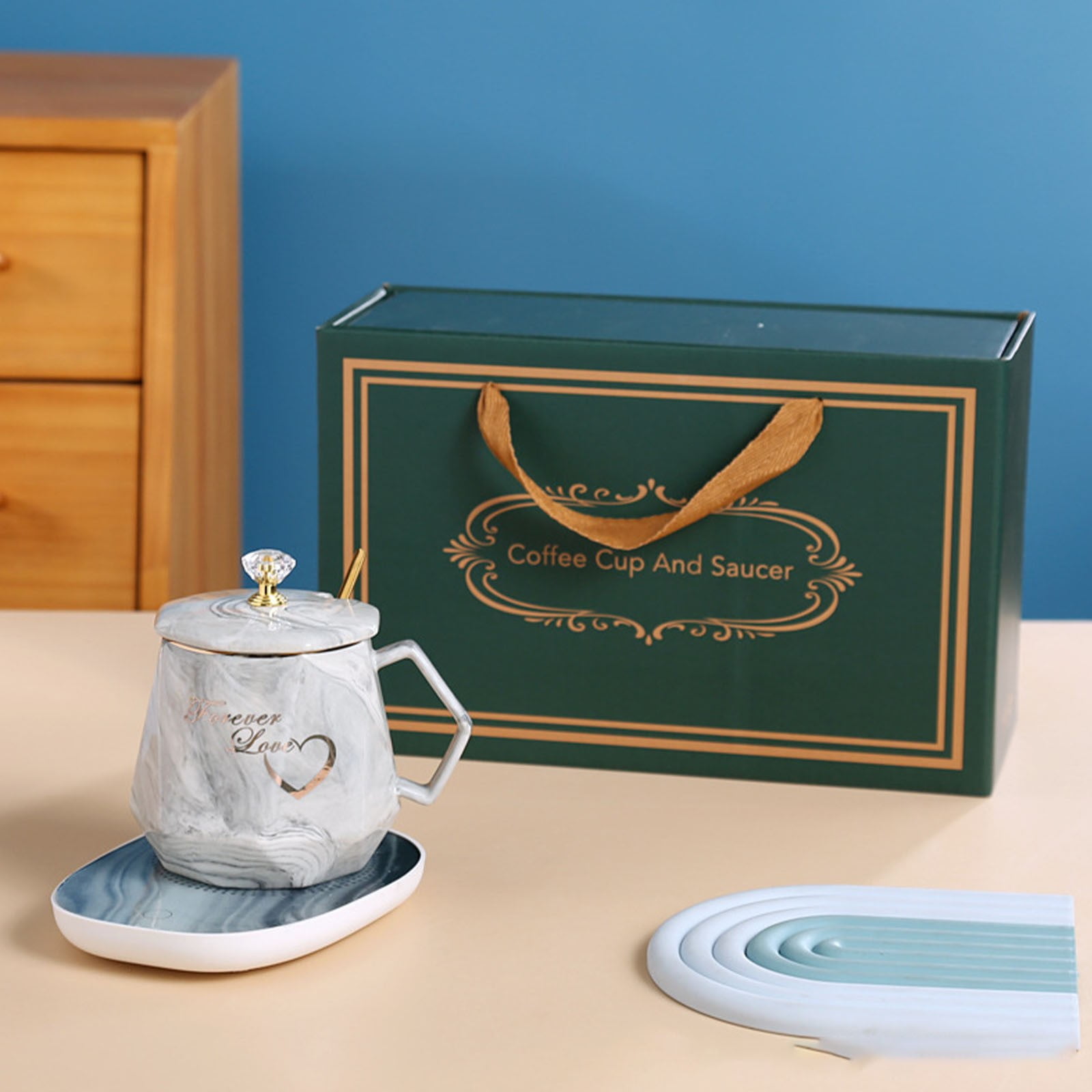 55°C Self-Heating Ceramic Mug with Temperature Control Pad - Electric ...