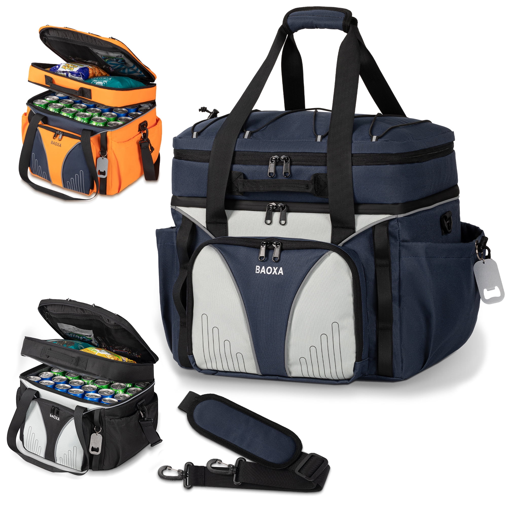 55 Can Dual Compartment Soft Cooler Bag, Collapsible Lunch Bag Box for ...