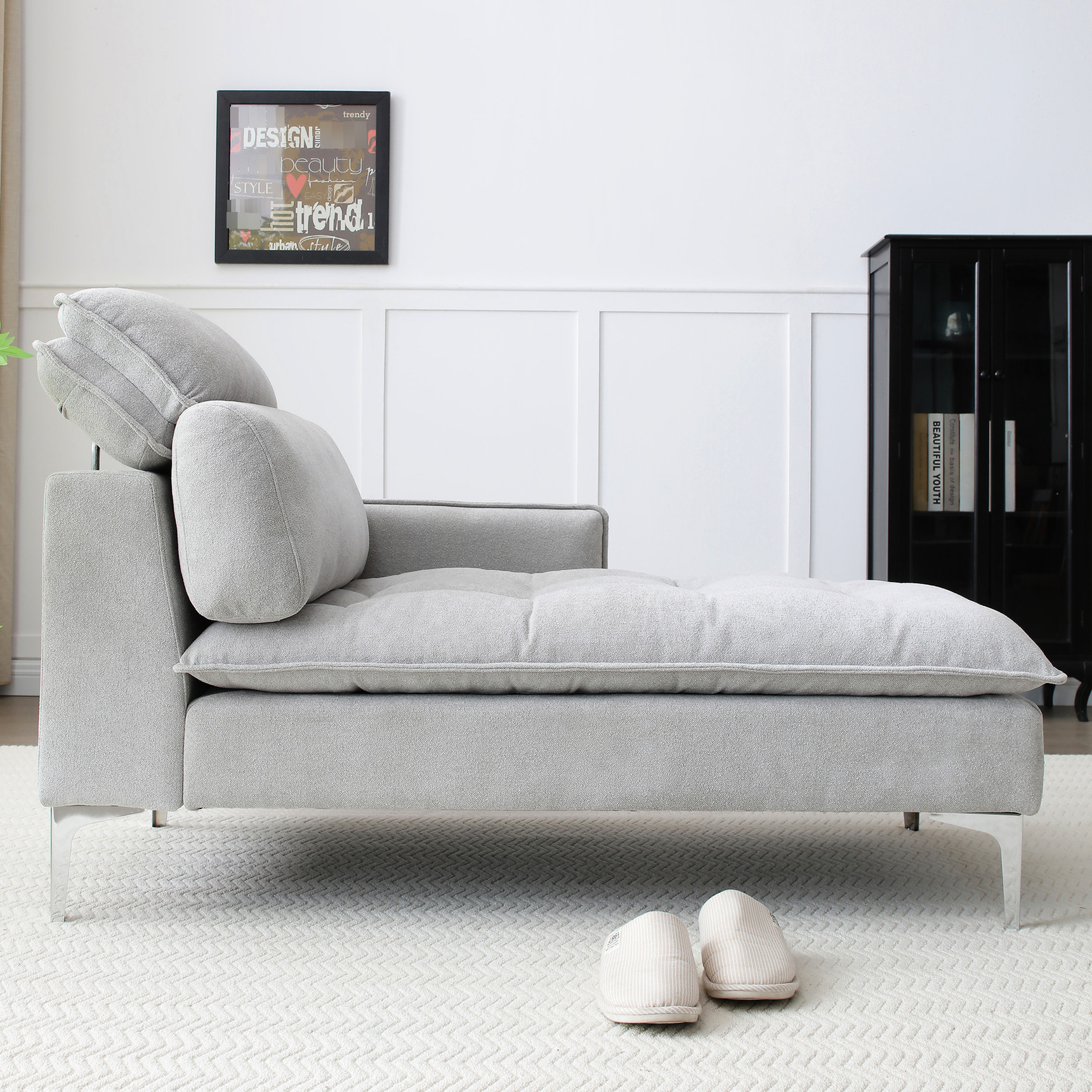 55" Chaise Sofa with Soft Cushion and Ergonomic Back - Relax in the ...
