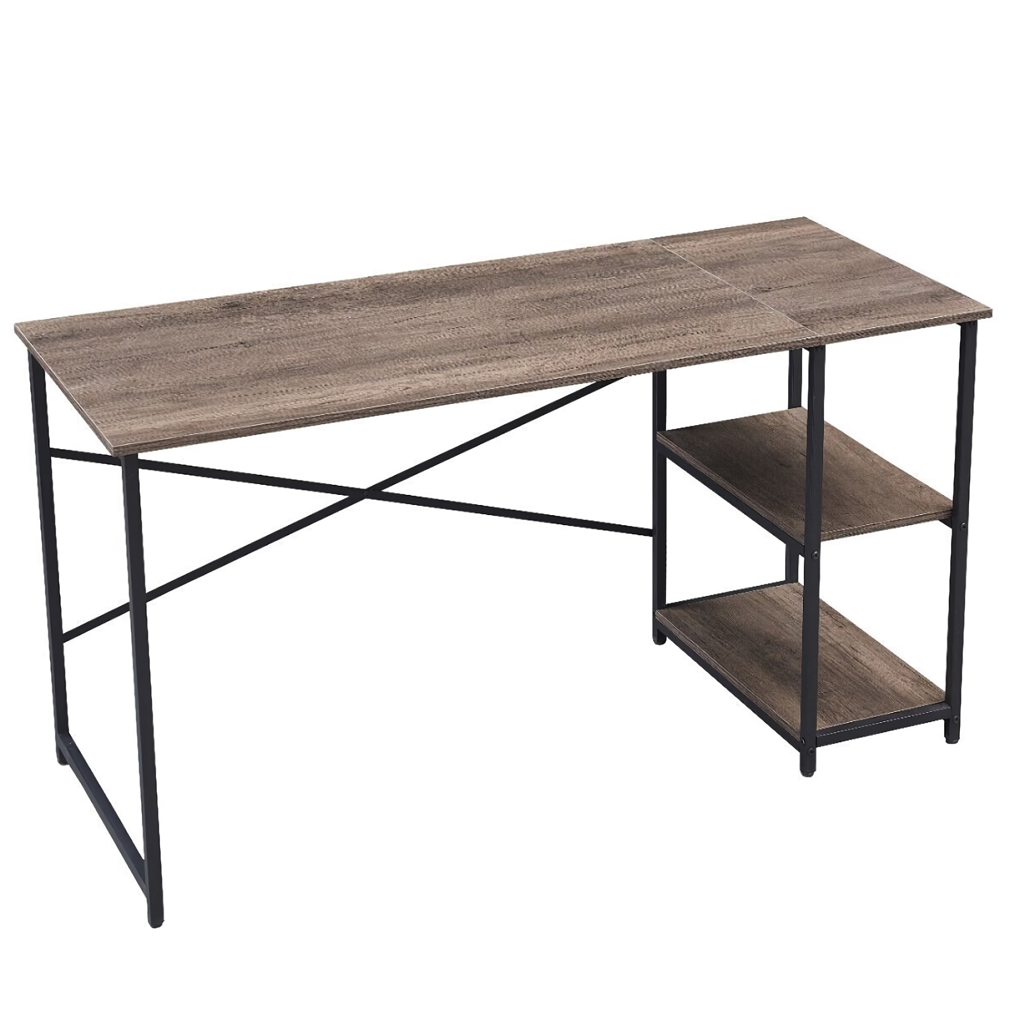 55" Computer Desk, Office Study Gaming Table Laptop Desk with 2 Tier ...