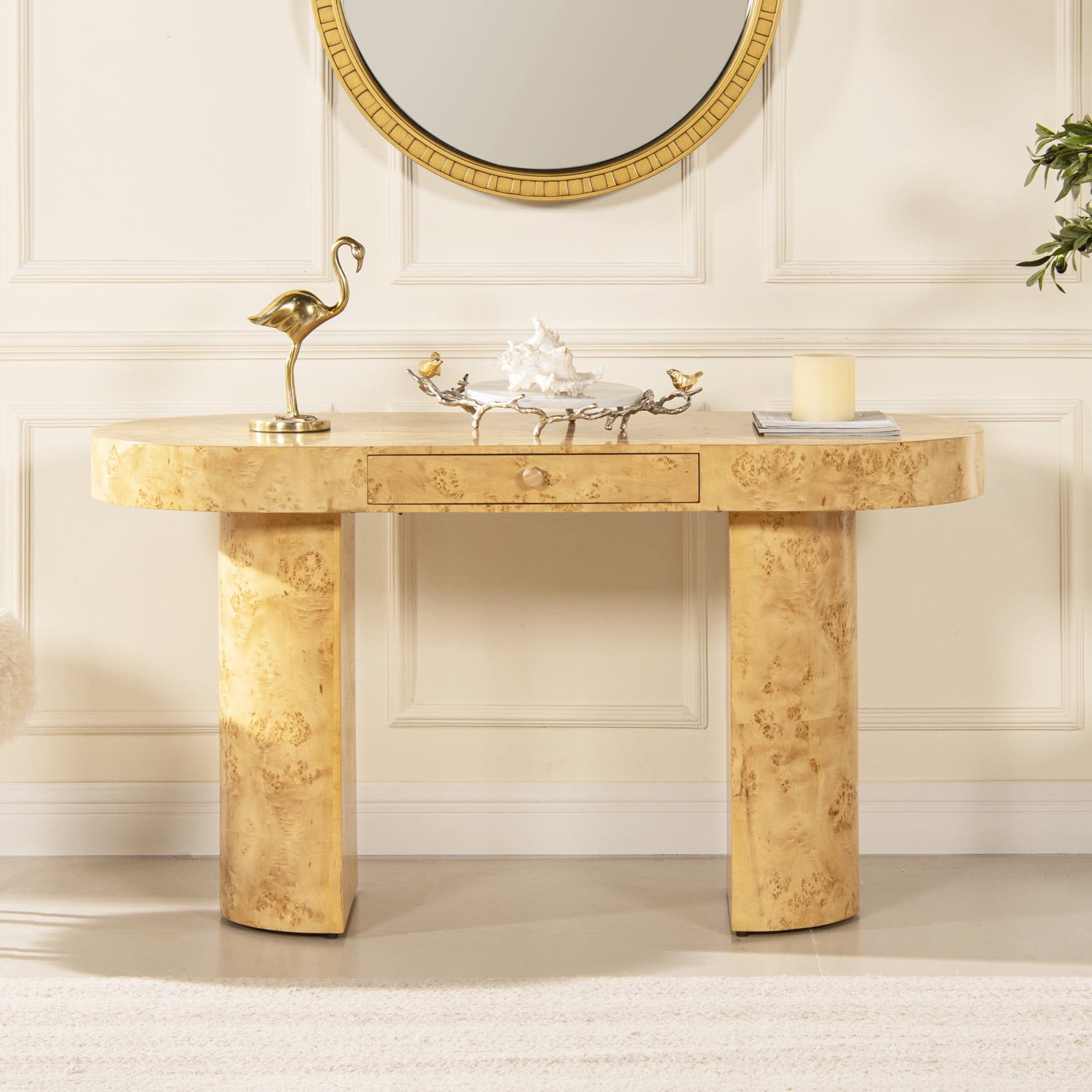 55" Console Table with Pull-out Drawer and Large Tabletop, Modern ...