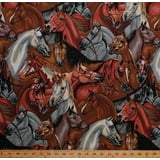55" Cotton Packed Horse Horses Equestrian Animals on Brown Cotton ...