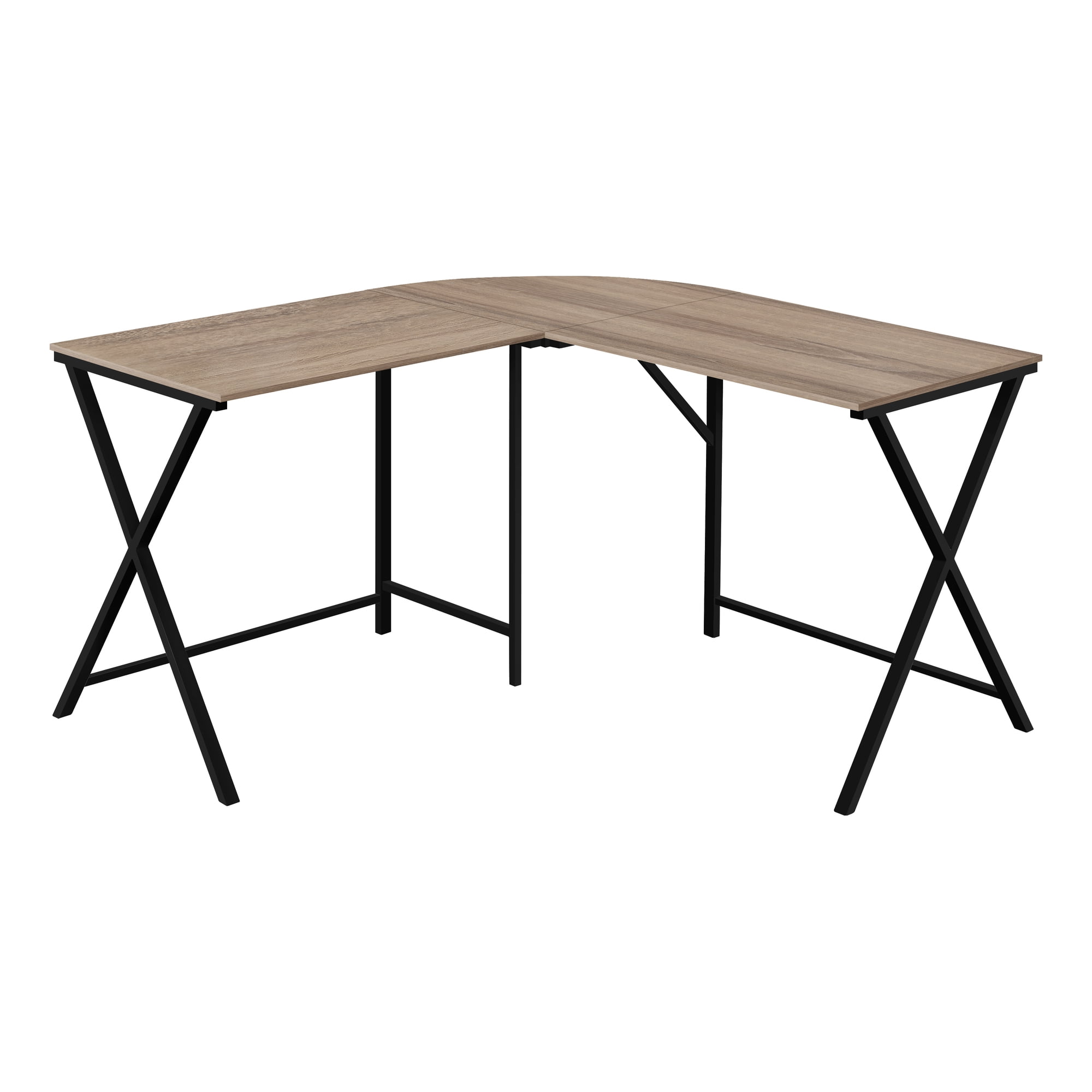 55" Dark Taupe Top and Black Metal Corner Computer Desk - Walmart.com