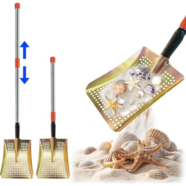 55'' Digger Sifter Shovel, Heavy Duty Metal Treasure Shovel Sand Sifter ...