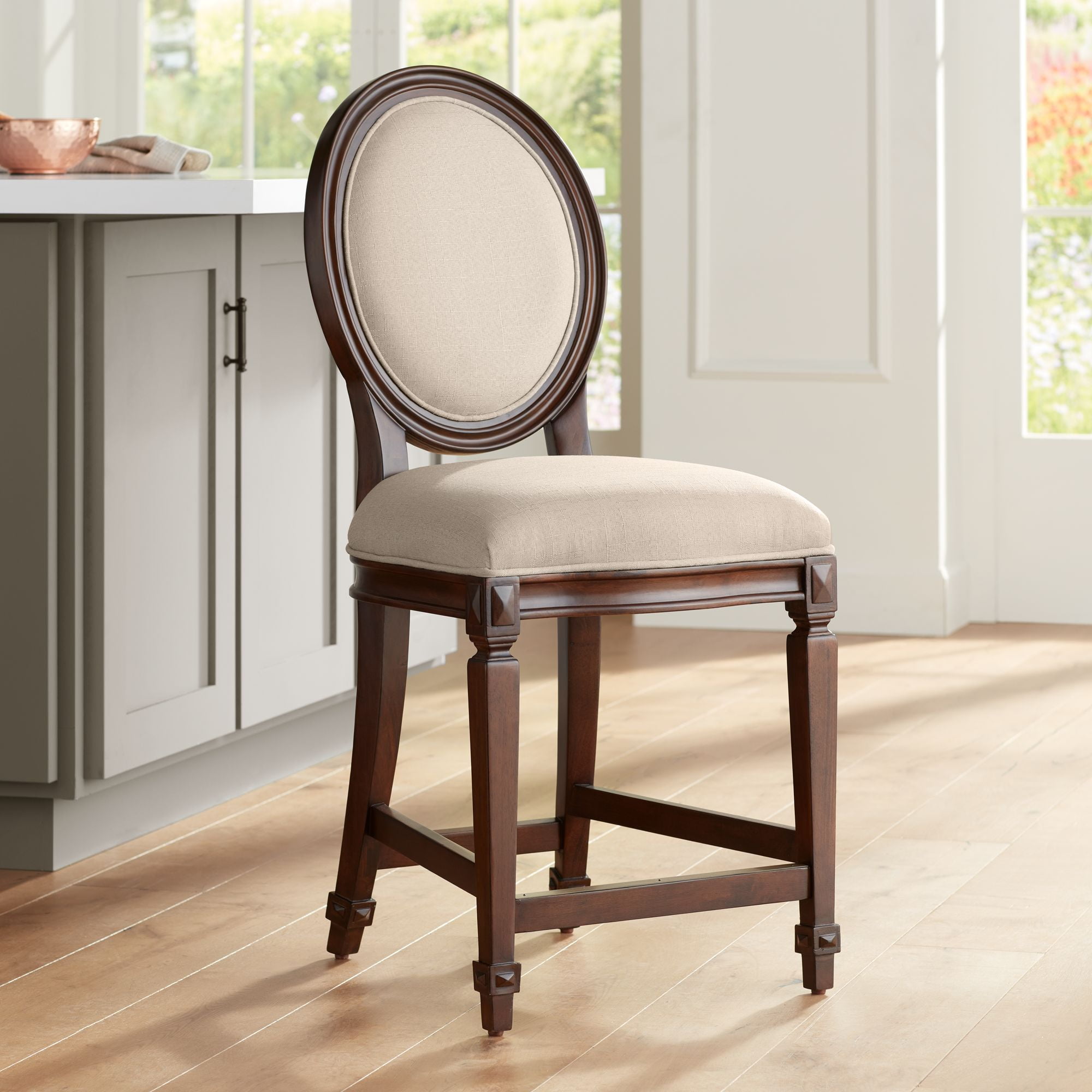 55 Downing Street Dark Walnut Wood Bar Stool Brown 24" High French ...