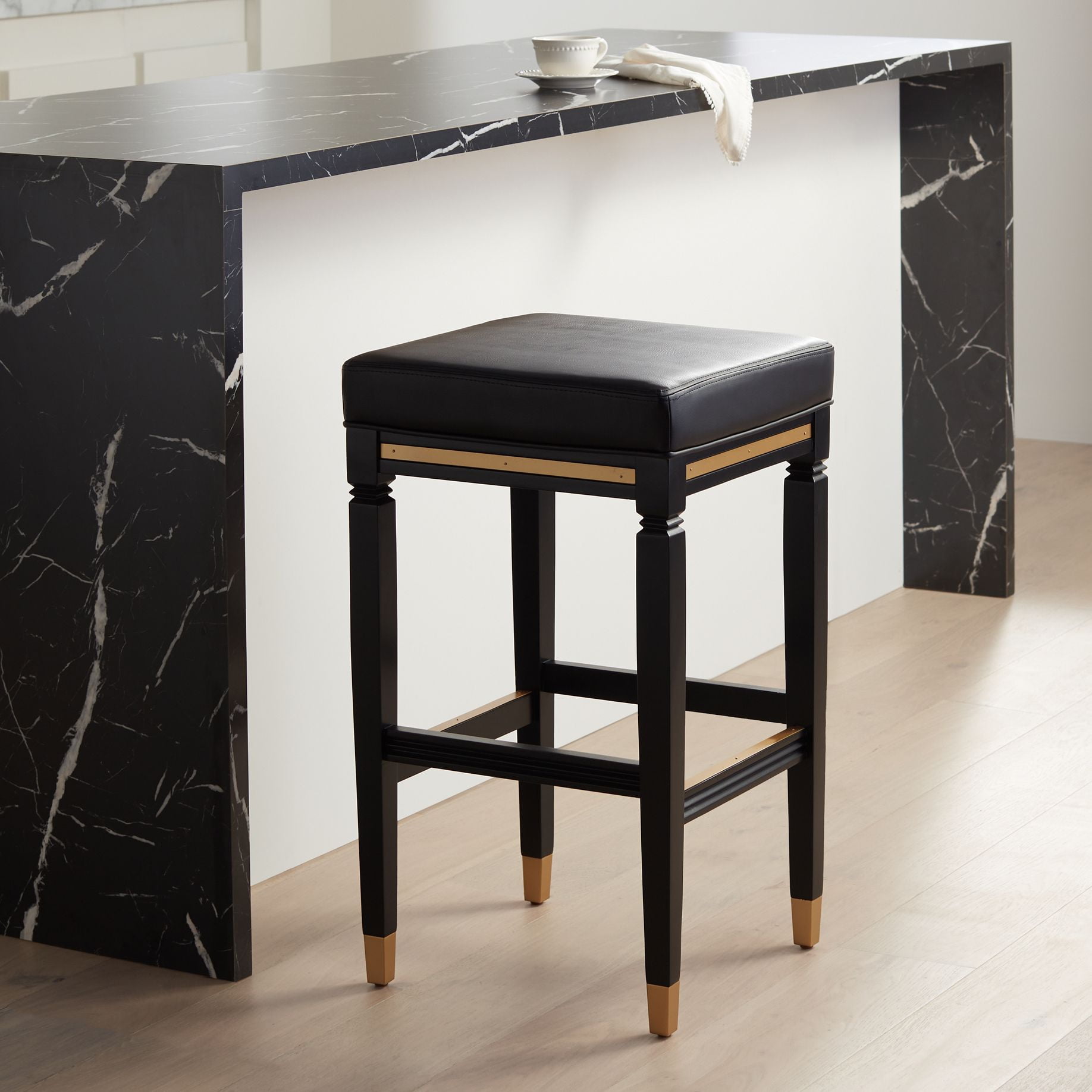 55 Downing Street Jaxon Black Wood Bar Stool 31 1/4" High Modern Black ...