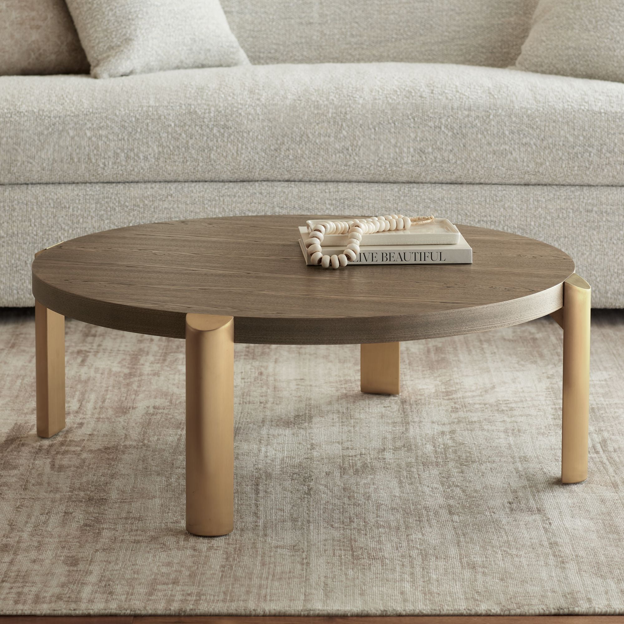55 Downing Street Simmons 40 1/4" Wide Brown Wood Round Coffee Table ...