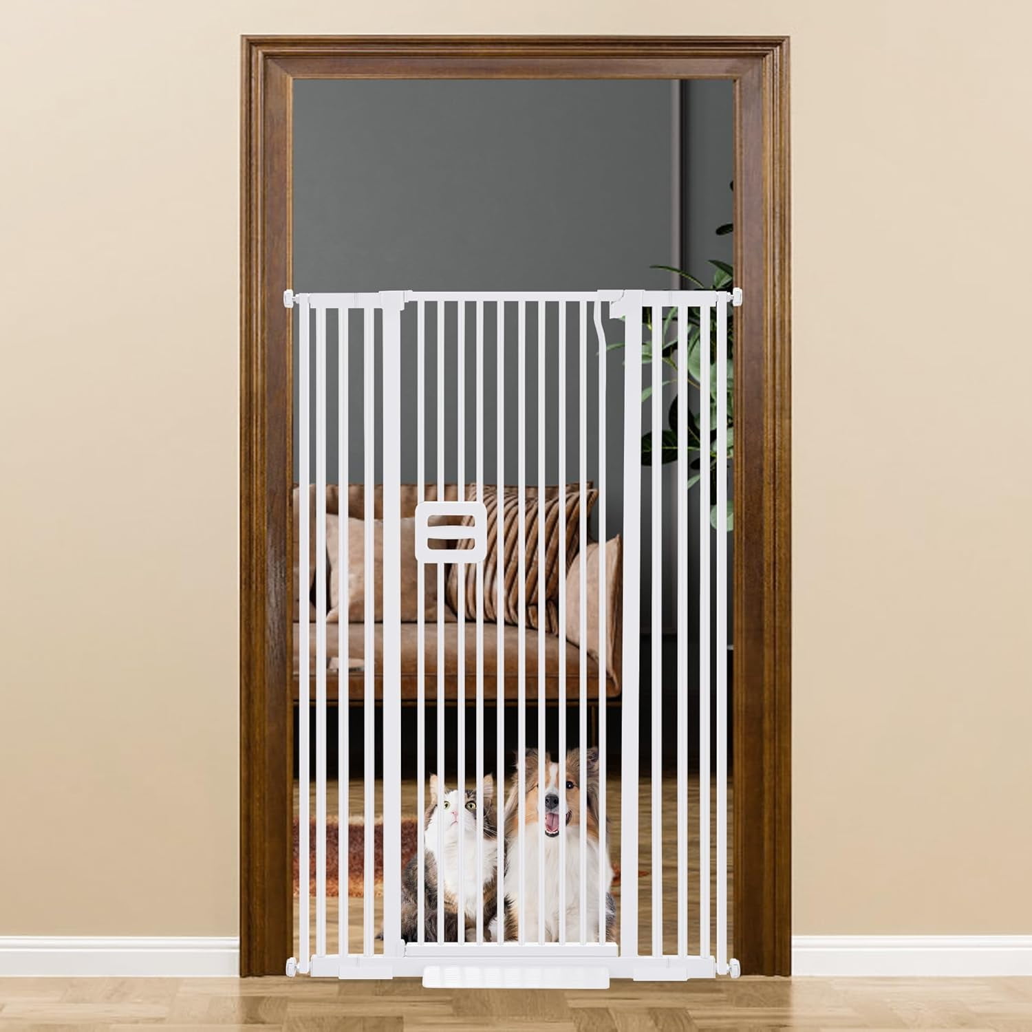 55" Extra Tall Cat Gate for Doorway, 29.5" -32.3" Adjustable Width Auto ...