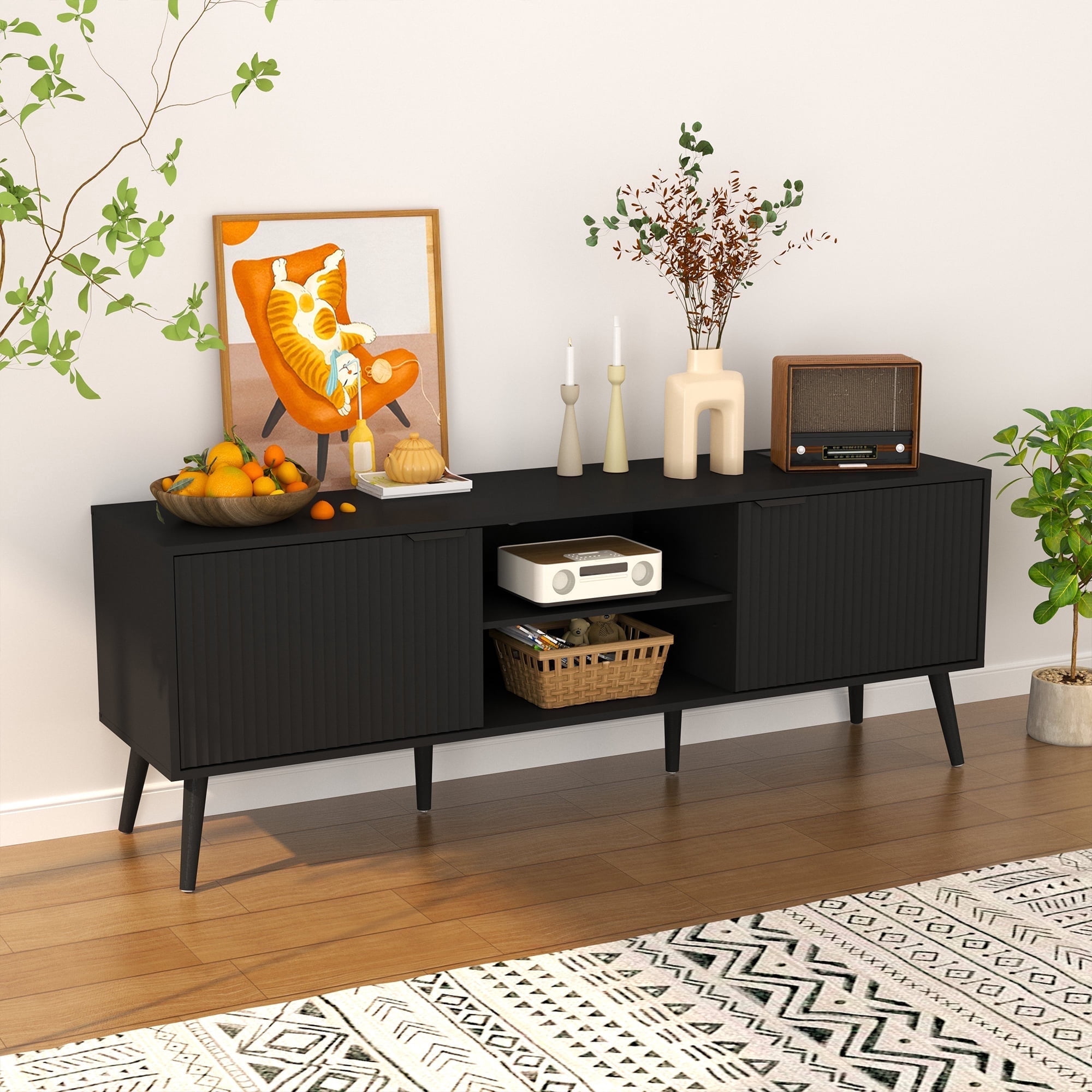 TV Stand for Living Room to 55/60/65/70 Inches, Mid Century Modern TV ...