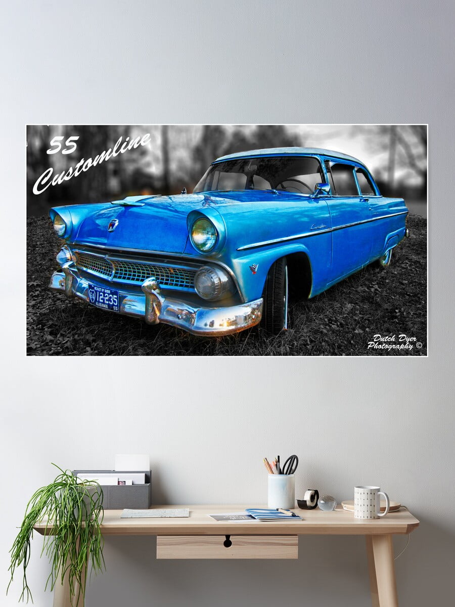 55 Ford Customline, Big Blue - Color Poster Wall Art, Modern Wall Decor ...