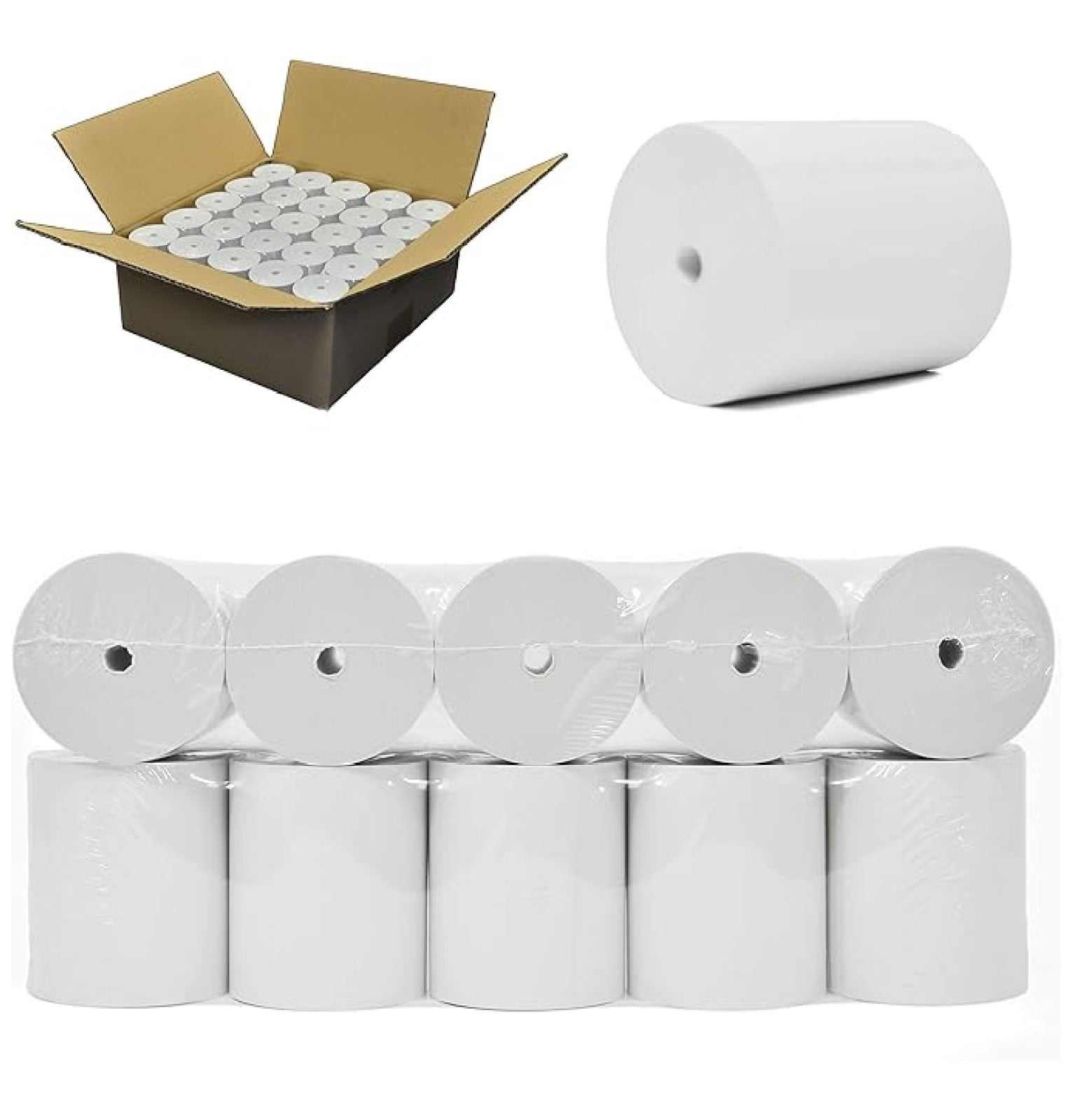 (55 GSM Shrink Wrap) 3-1/8" x 220 Thermal POS Cash Register POS Paper ...