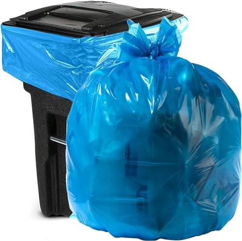 55 Gallon Blue Trash bags for Rubbermaid Brute - Pack of 100 - Garbage ...