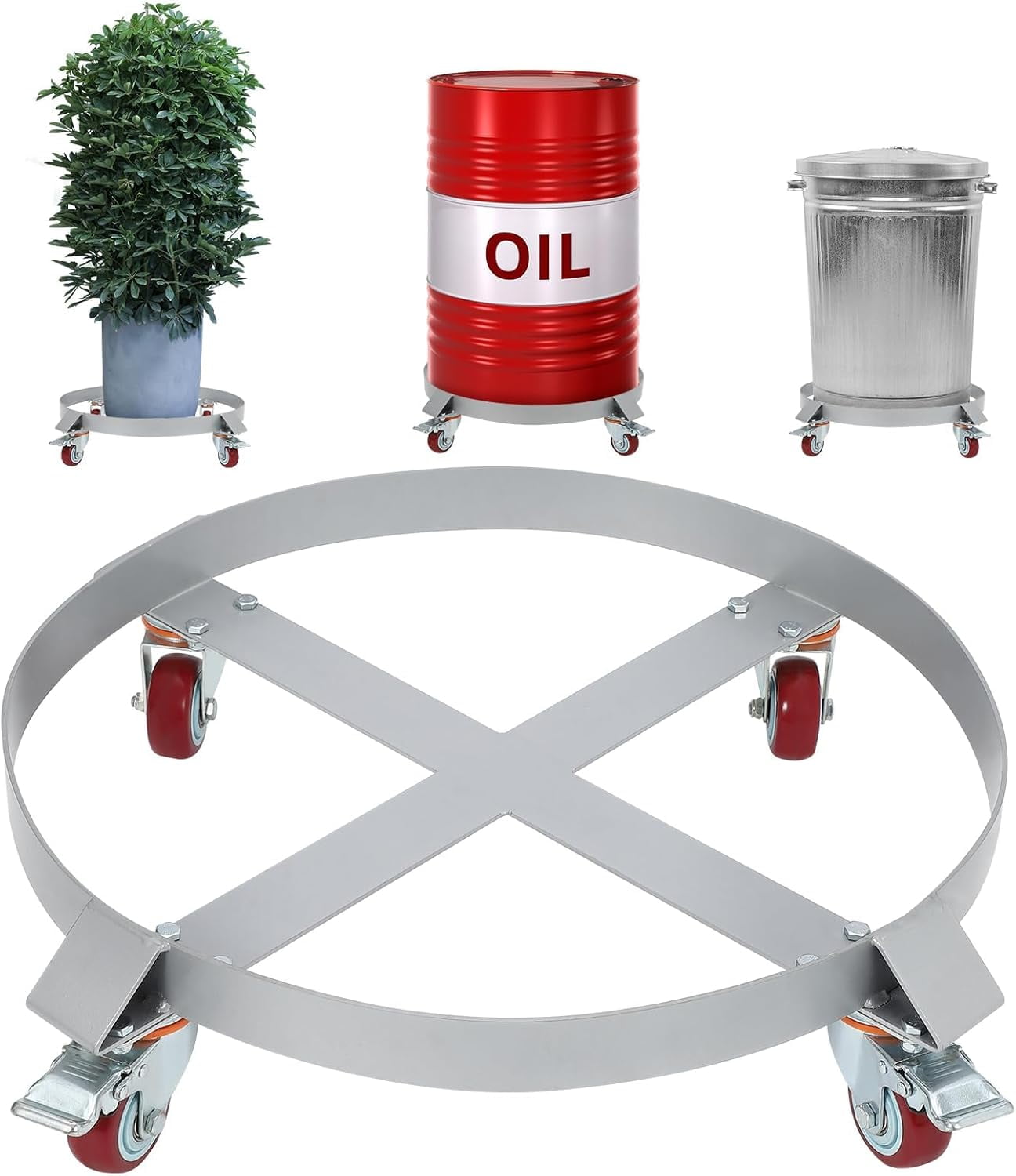 55 Gallon Drum Dolly,1,000lbs Capacity Barrel Dolly with Steel Frame ...