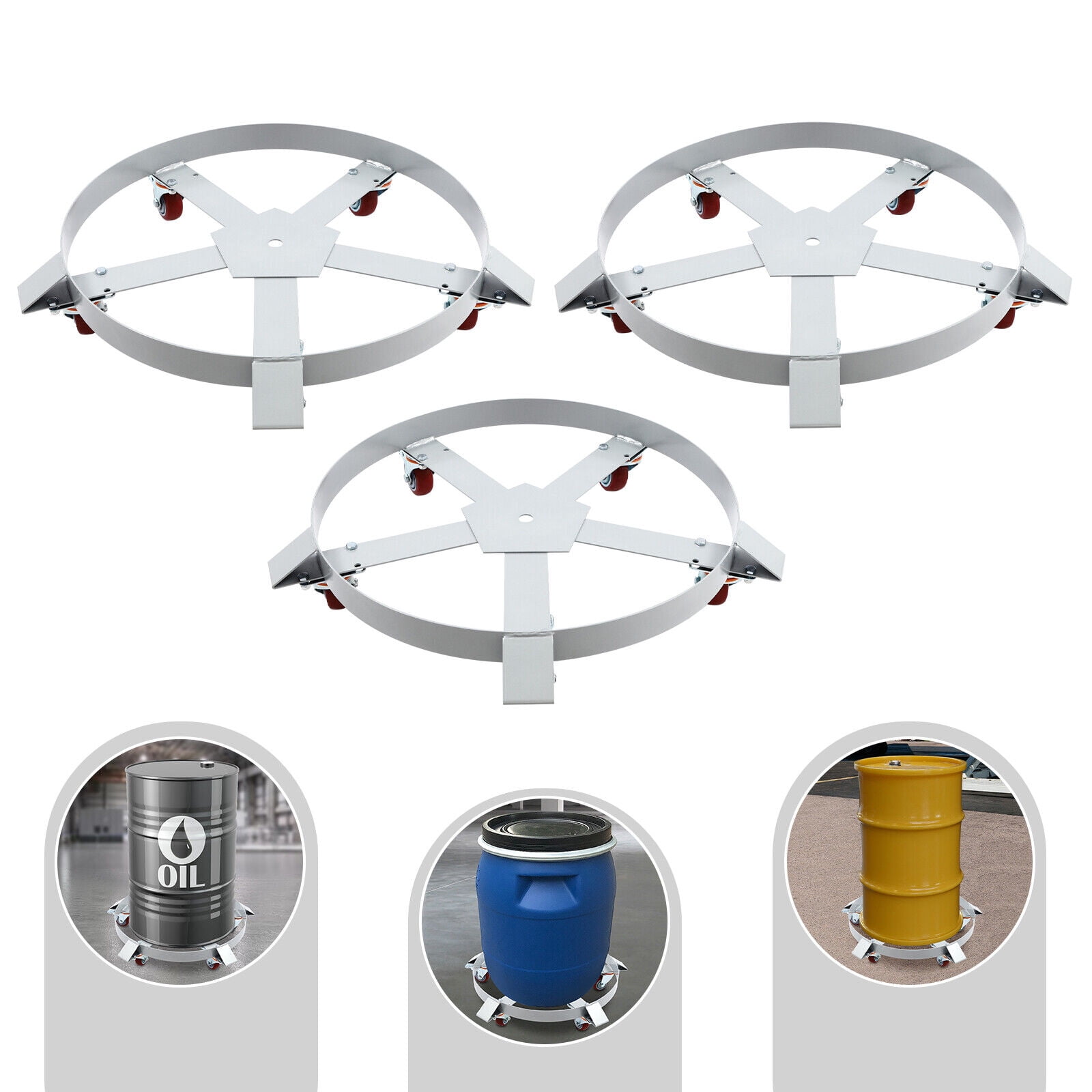 55 Gallon Drum Dolly 3 Pieces, Heavy Duty 1250lbs Load Capacity, Drum ...
