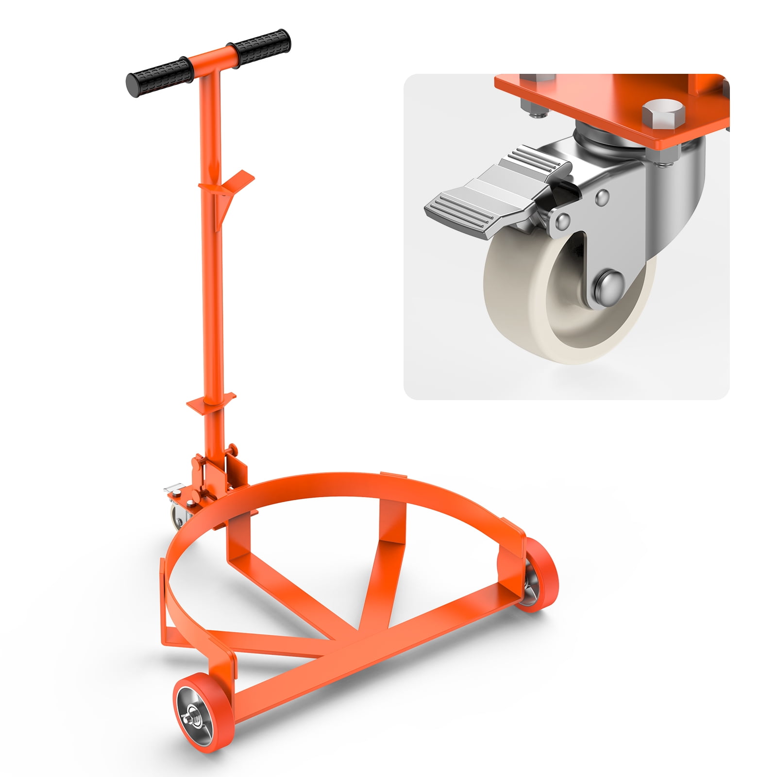 55 Gallon Drum Dolly with Handle, Heavy Duty Barrel Dolly with 4 Caster ...