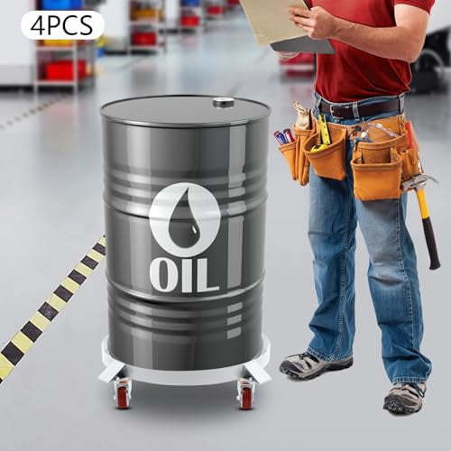 55-Gallon Drum Dolly Set of 4, 1200 Lbs Capacity Heavy-Duty Steel Dolly ...