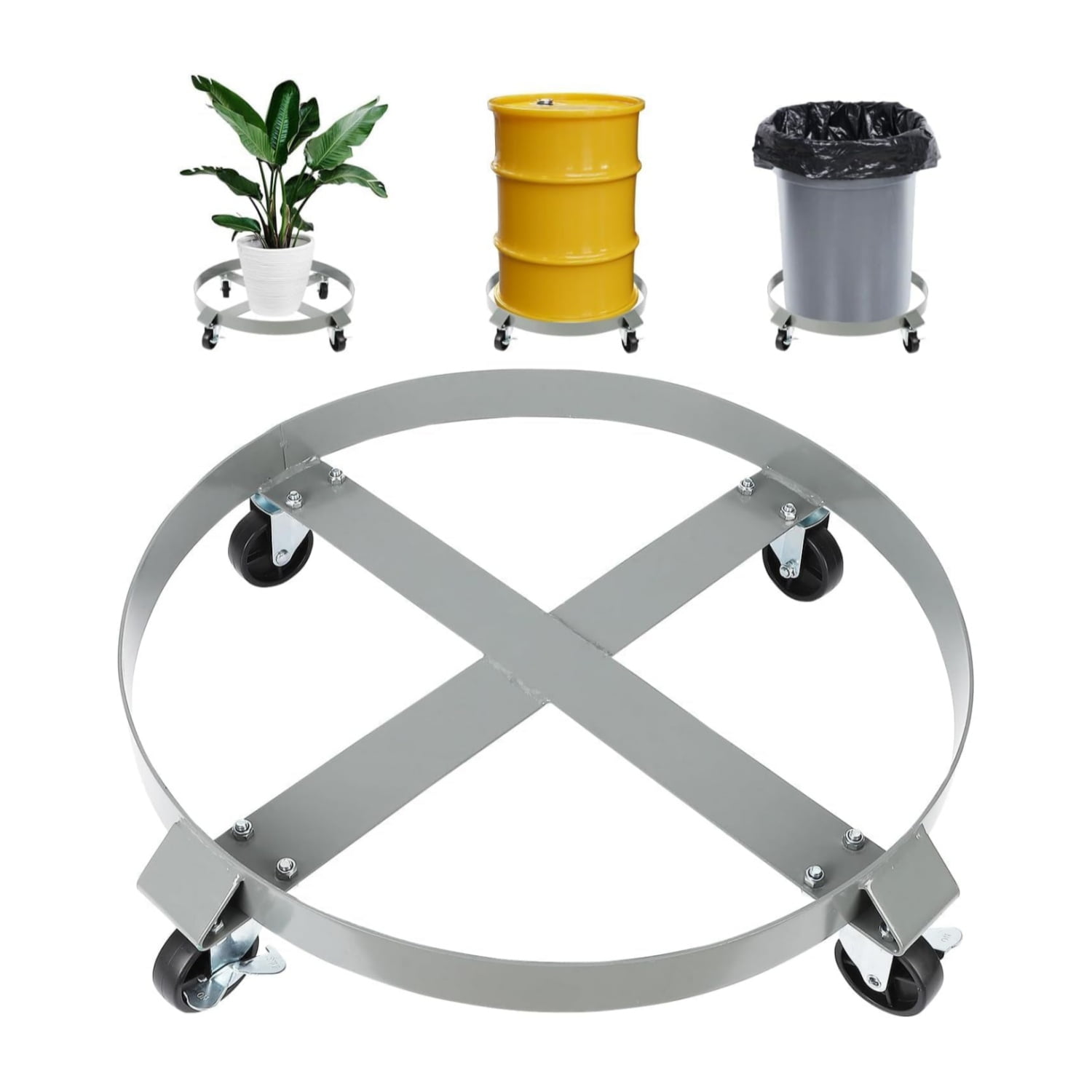 55 Gallon Drum Dolly - Set of 2, 4 Wheels, 1000lbs Load Capacity, 67cm ...