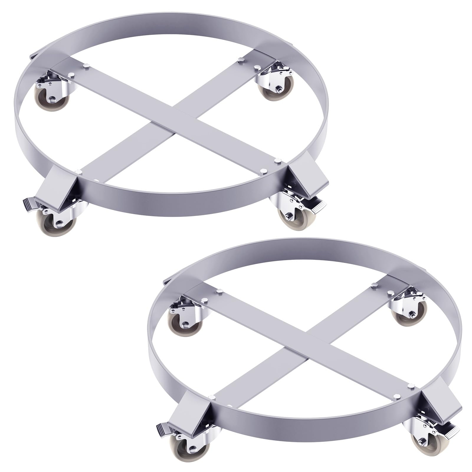 55-Gallon Drum and Garbage Can Dolly, Heavy-Duty Metal Dolly with Cross ...