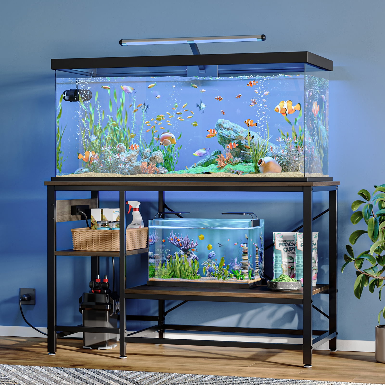 Bestier 55 Gallon Fish Aquarium Tank Stand with Power Outlets, 3-Tier ...