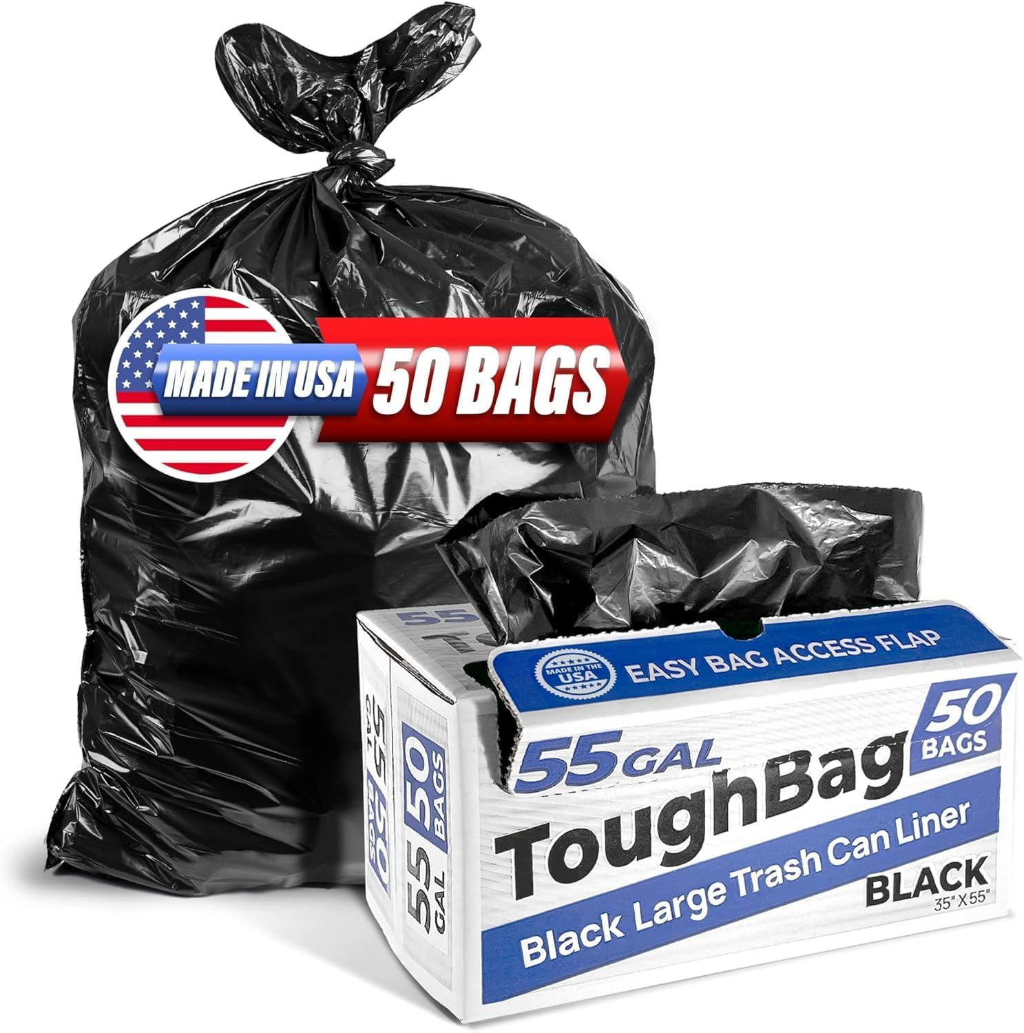 55 Gallon Trash Bags, 55-60 Gallon Trash Bags Heavy Duty (50 COUNT ...