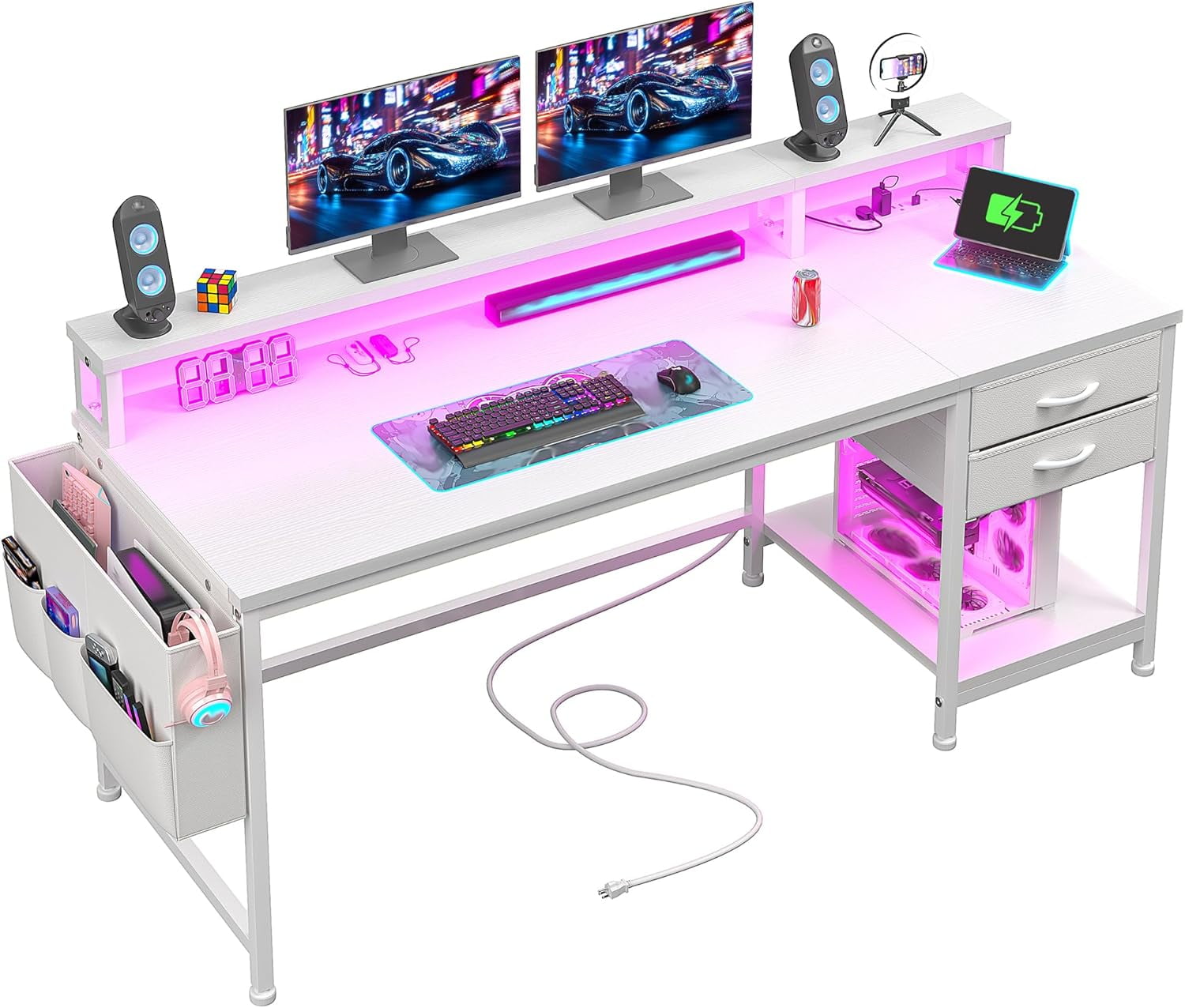 55" Gaming Desk with Lights - Office display fixtures - Walmart ...