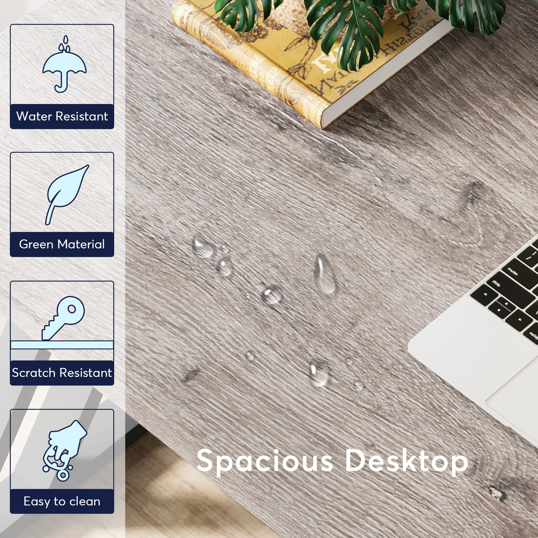 55" Heavy Duty Computer Desk, Office Desk Vintage Grey - Walmart.com