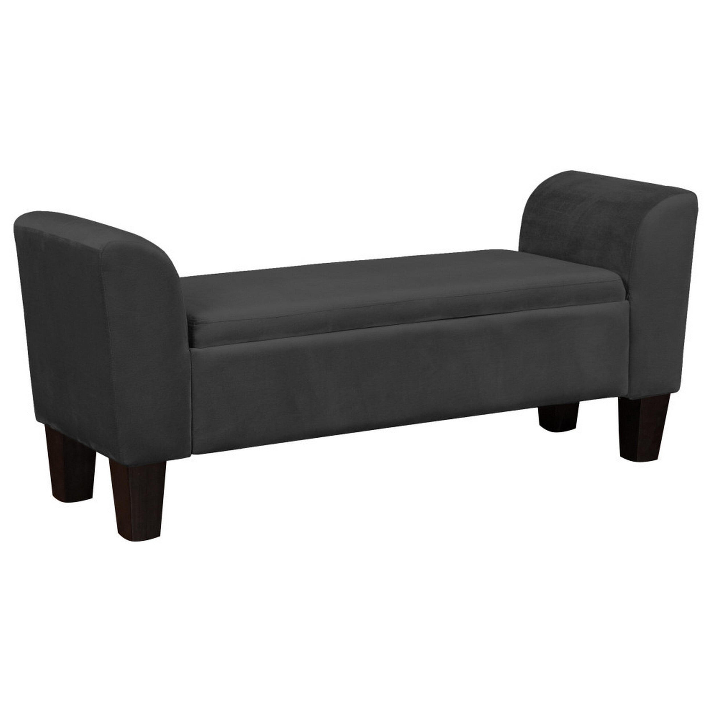 55 Inch Accent Storage Bench with Performance Velvet Upholstery, Black ...