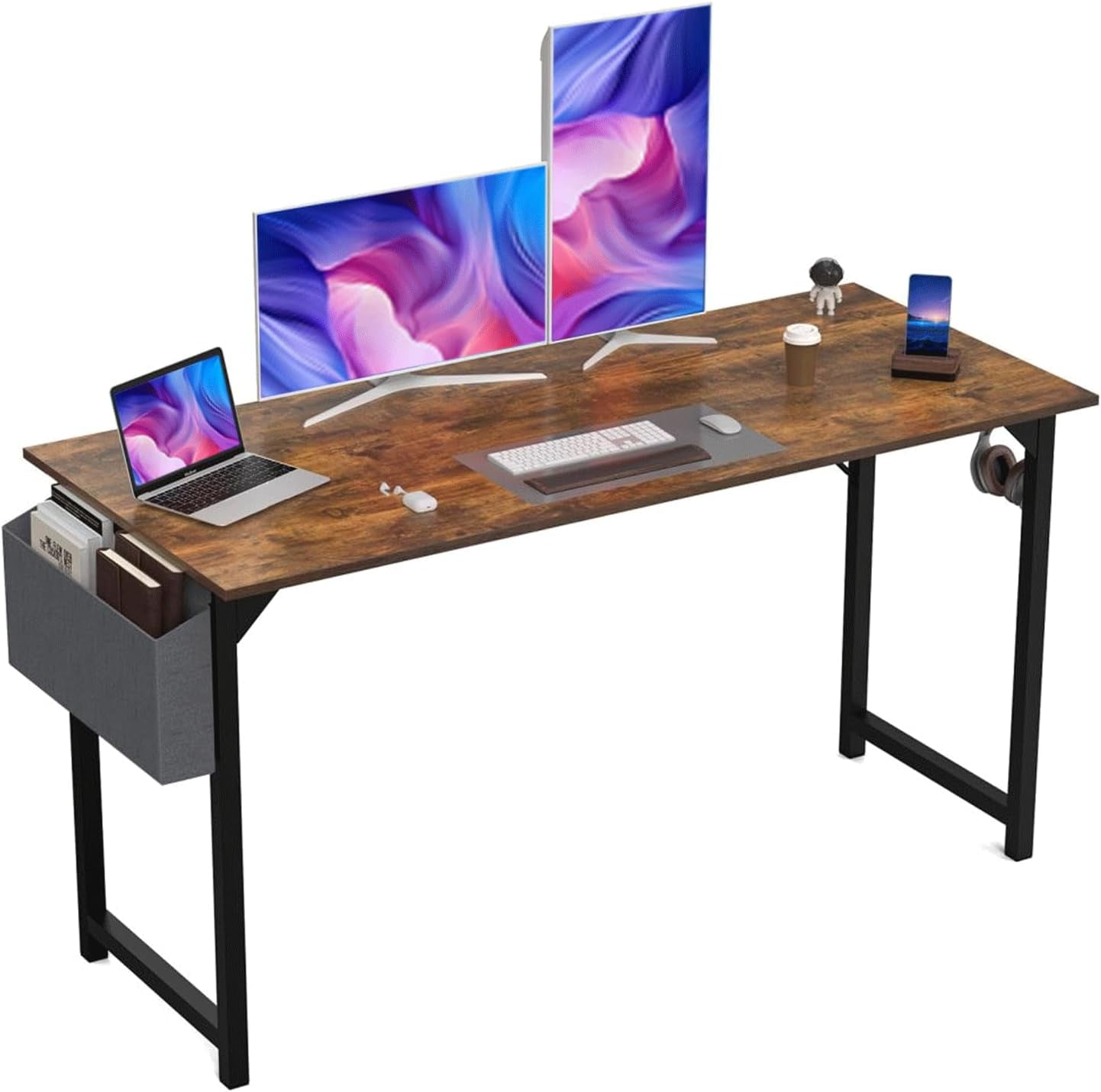 55 Inch Desk Office with Storage, Modern Simple Style Gaming Computer ...