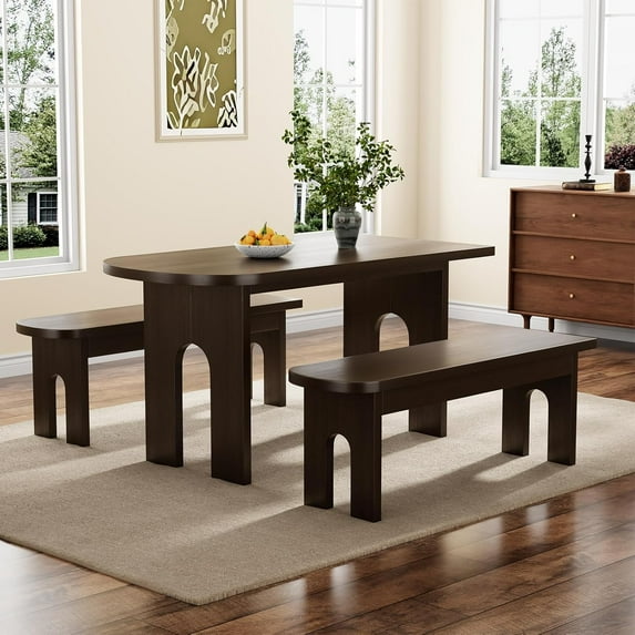 55-Inch Dining Table Set for 4 Person, Kitchen Table Set with 2 Piece ...