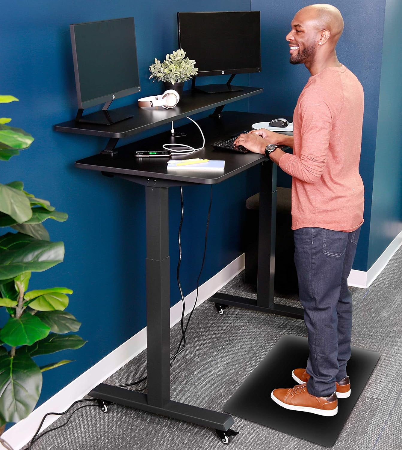 55 Inch Electric Standing Desk with Built-In Charging, Height ...