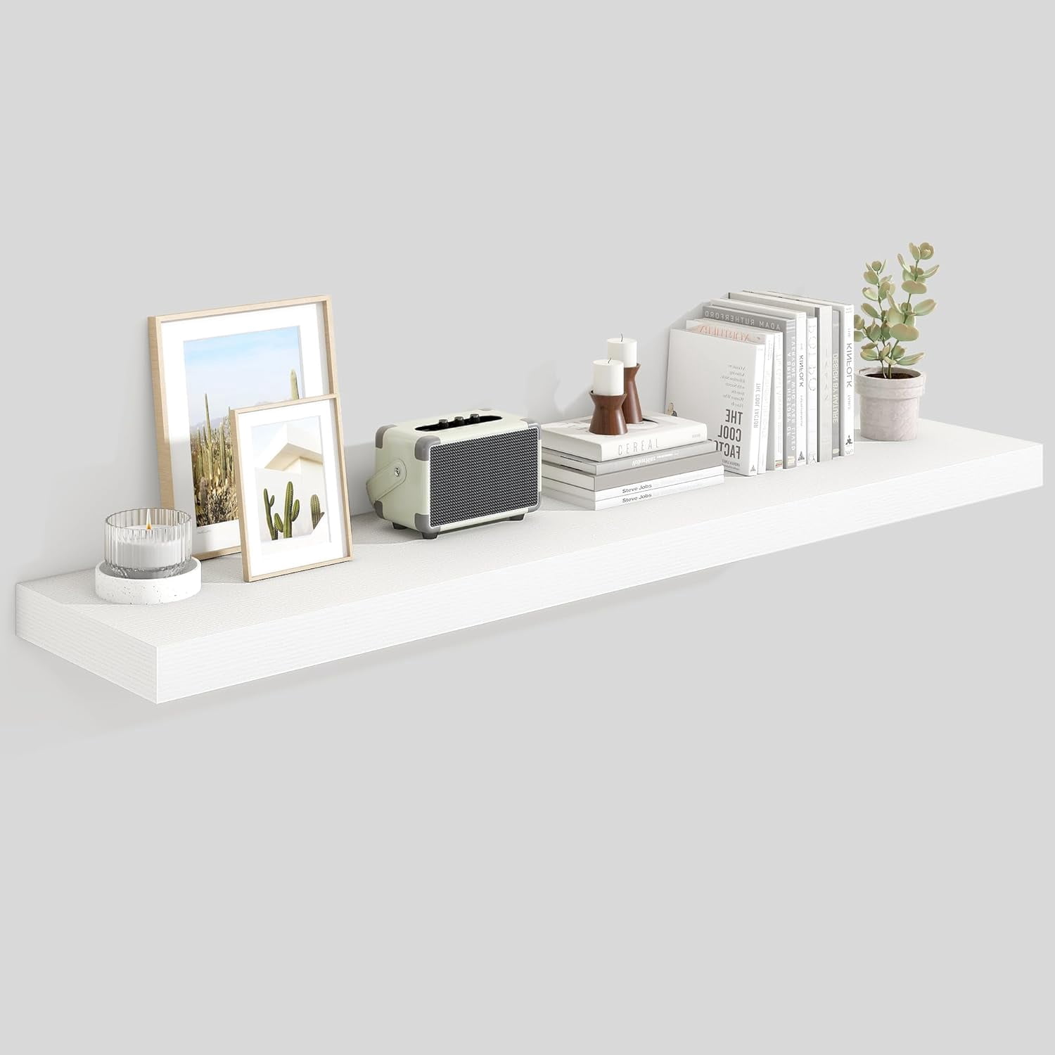 55 Inch Floating Shelves for Wall,10.3" Deep Large White Wall Shelf ...